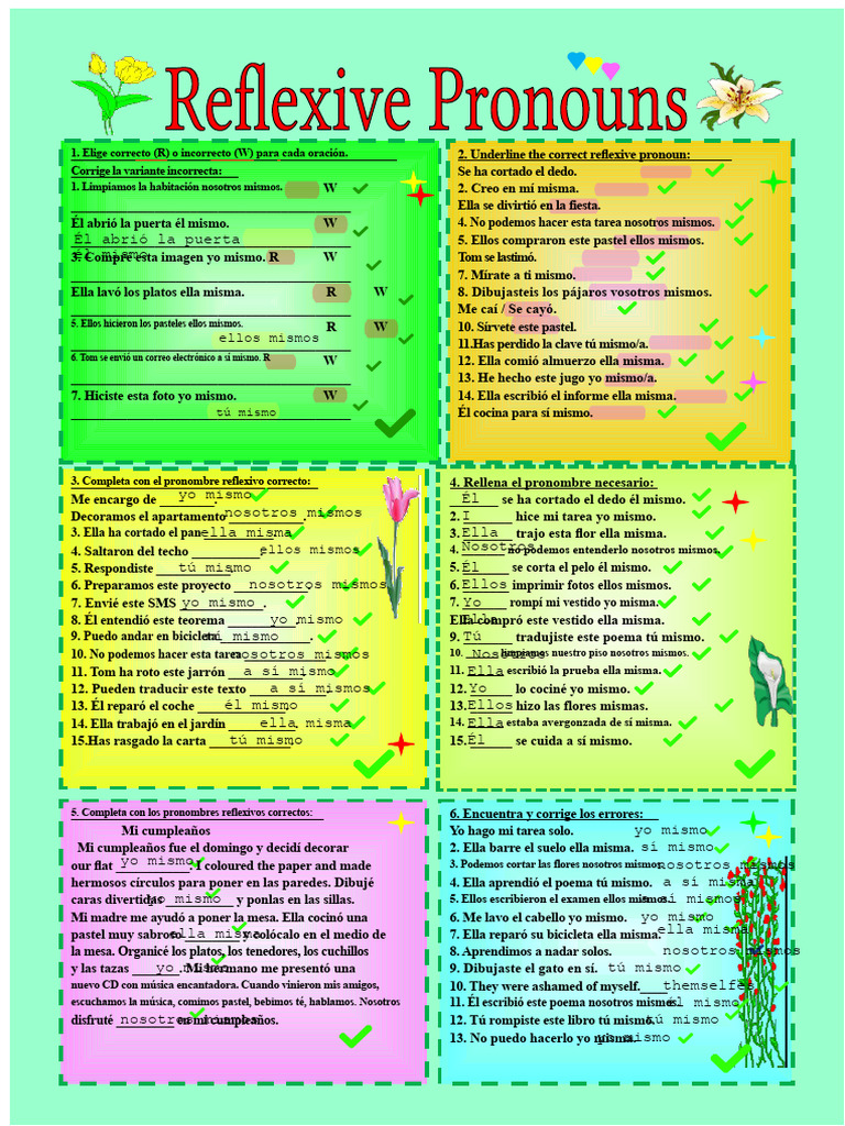Ejercicios de Pronombres Reflexivos en Español | PDF