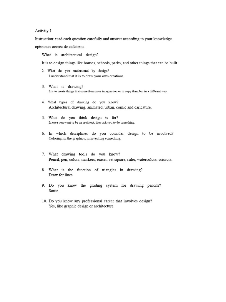 Architecture Questionnaire | PDF