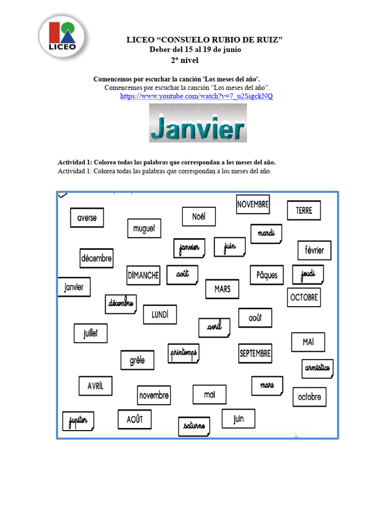 PDF Ejercicios Los Meses Del Año | PDF