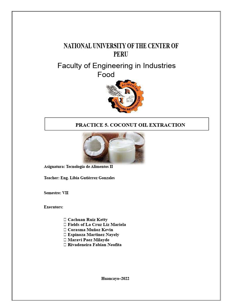Extraction of Coconut Oil .. | PDF | Coconut Oil | Coconut
