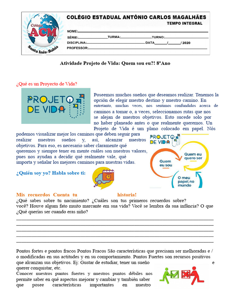 Actividad Proyecto De Vida Pdf