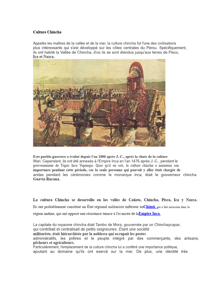 Culture Chincha | PDF | Empire Inca