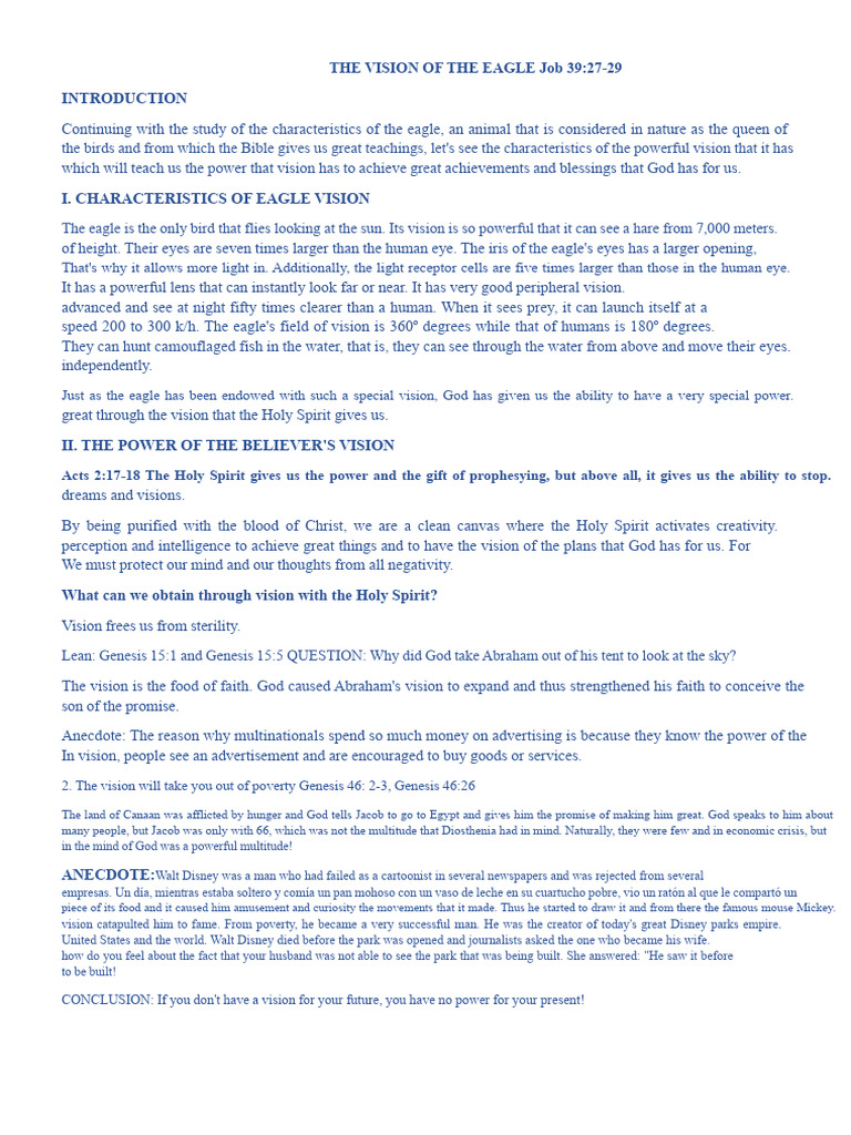 THE VISION OF THE EAGLE Job 39 | PDF | Eye | Eagle