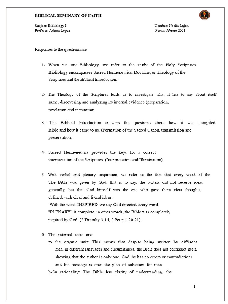 Understanding Bibliology and Scripture | PDF | Bible | Biblical Canon