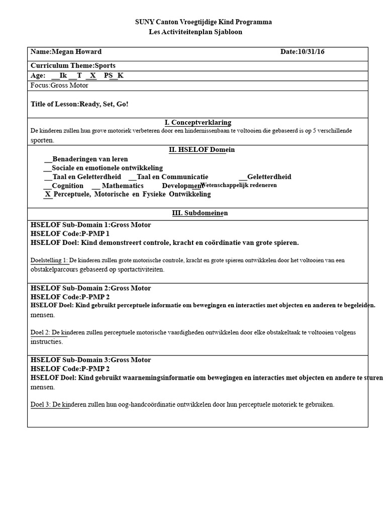 Grove Motoriek Lesplan | PDF