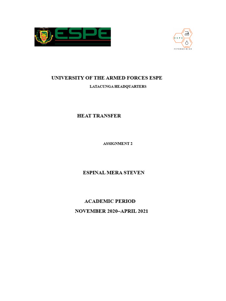 Assignment 2-1P - Steven Espinal | PDF | Heat Transfer | Thermal Conduction
