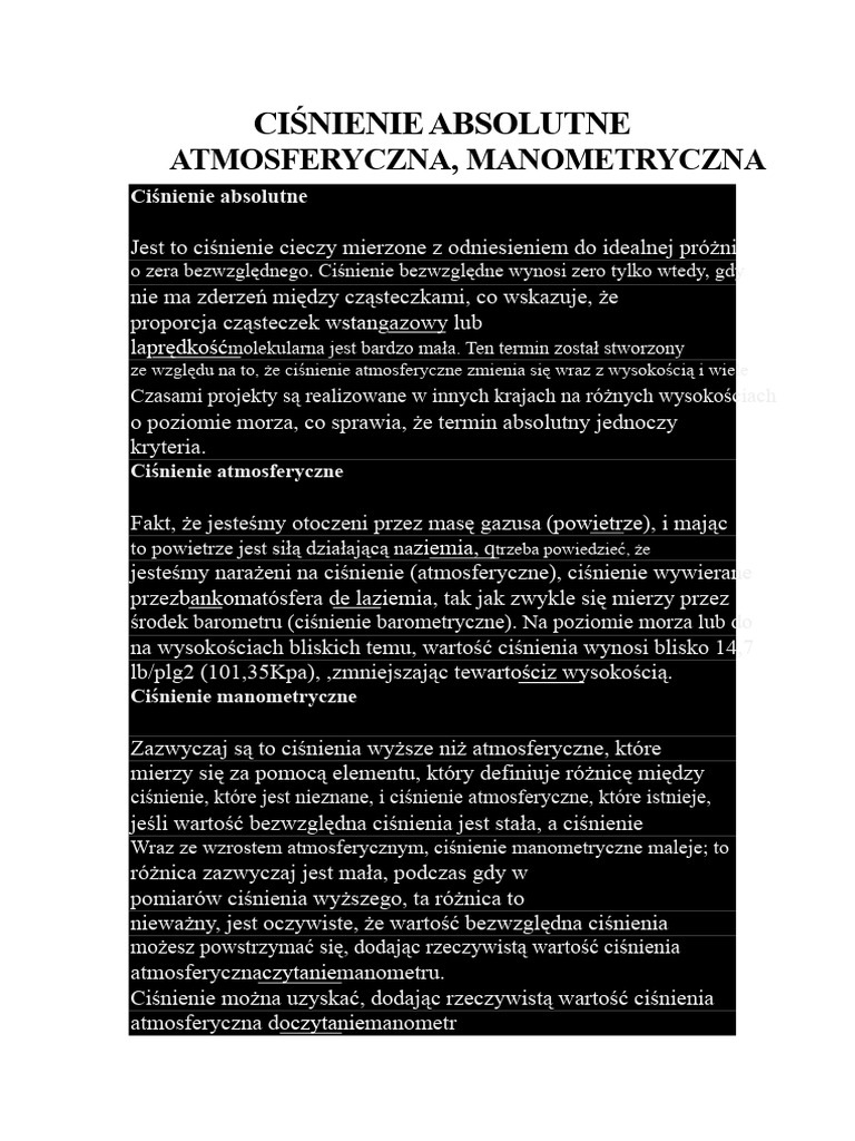 Ciśnienie Absolutne | PDF