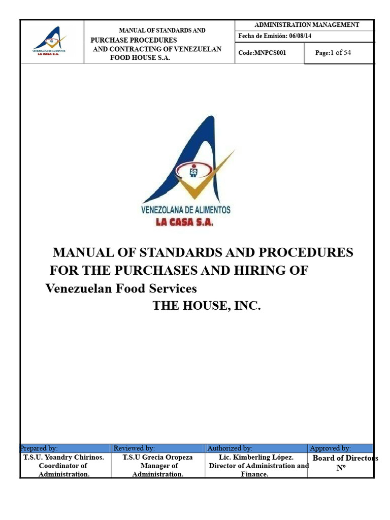 Manual of Standards and Procedures For Purchasing and Contracting ...