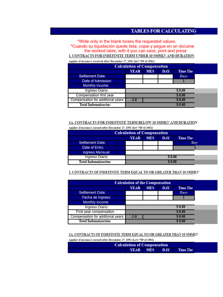 Compensation Calculation Tables | PDF | Salary | Labor