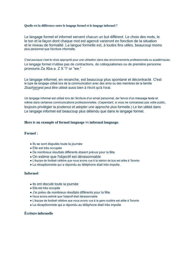 Langage formel vs informel : différences clés | PDF | Sexisme | Plastique