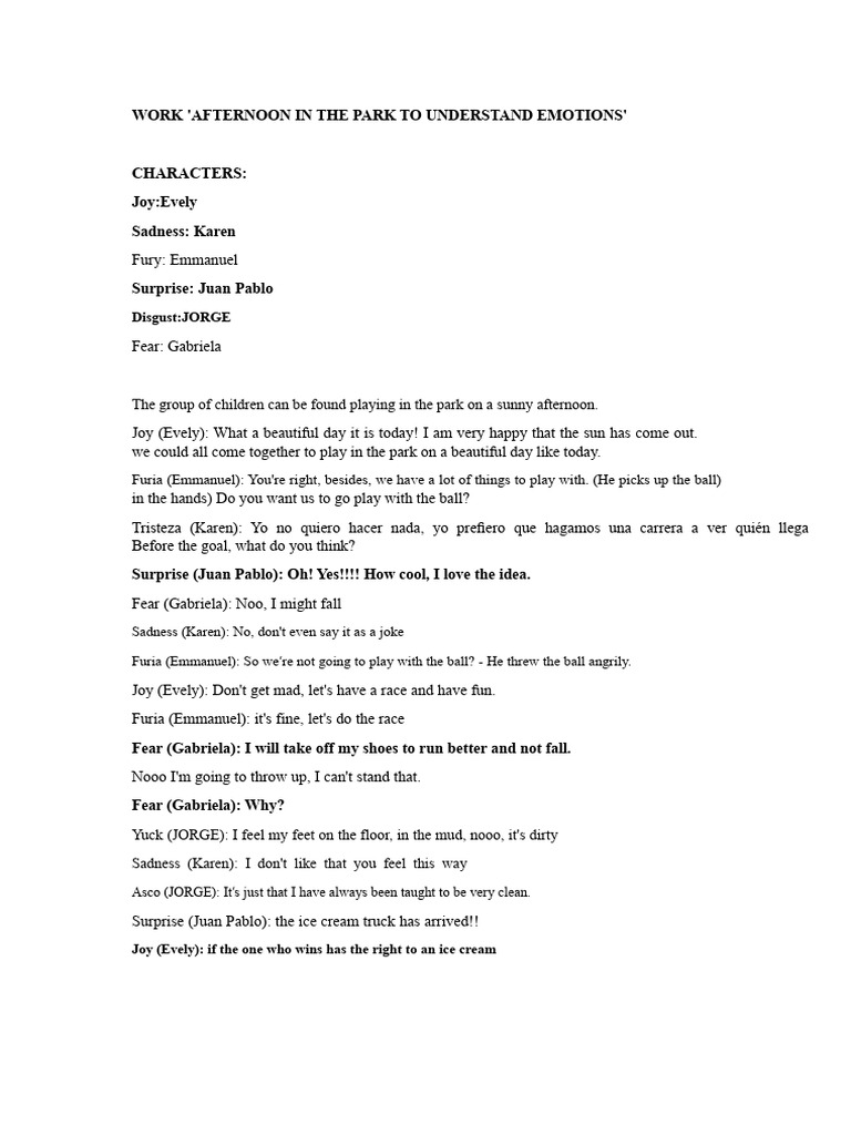 Script of The Emotions | PDF