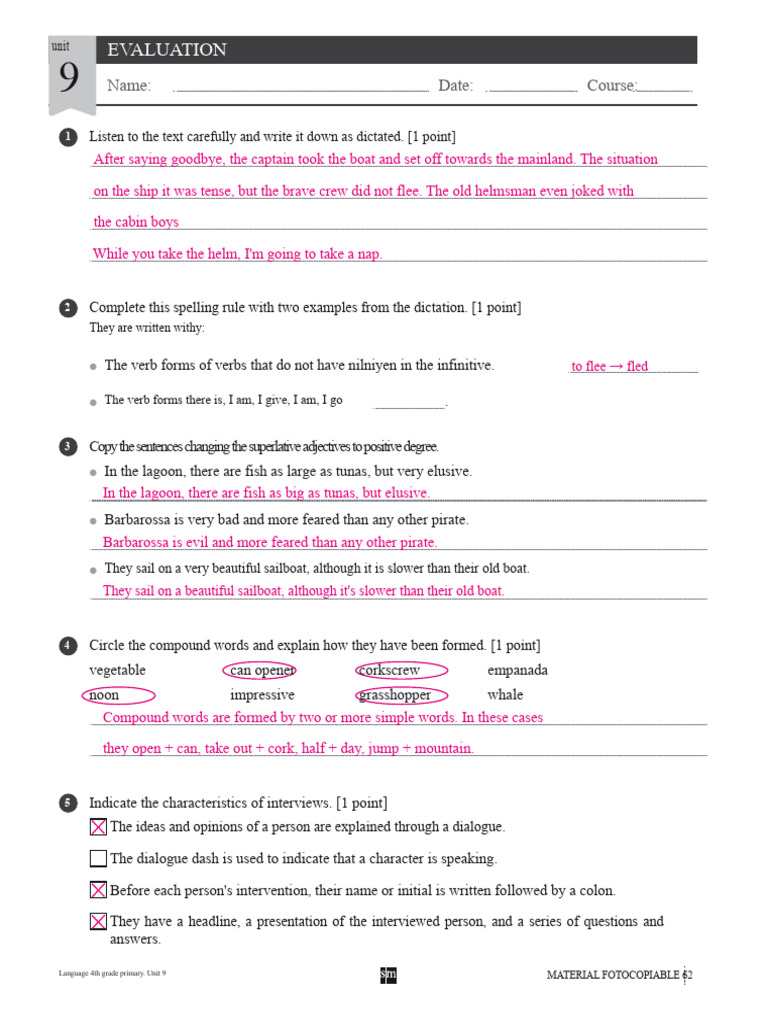 Solution Manual Evaluation Unit 9 Language | PDF | Verb | Adjective
