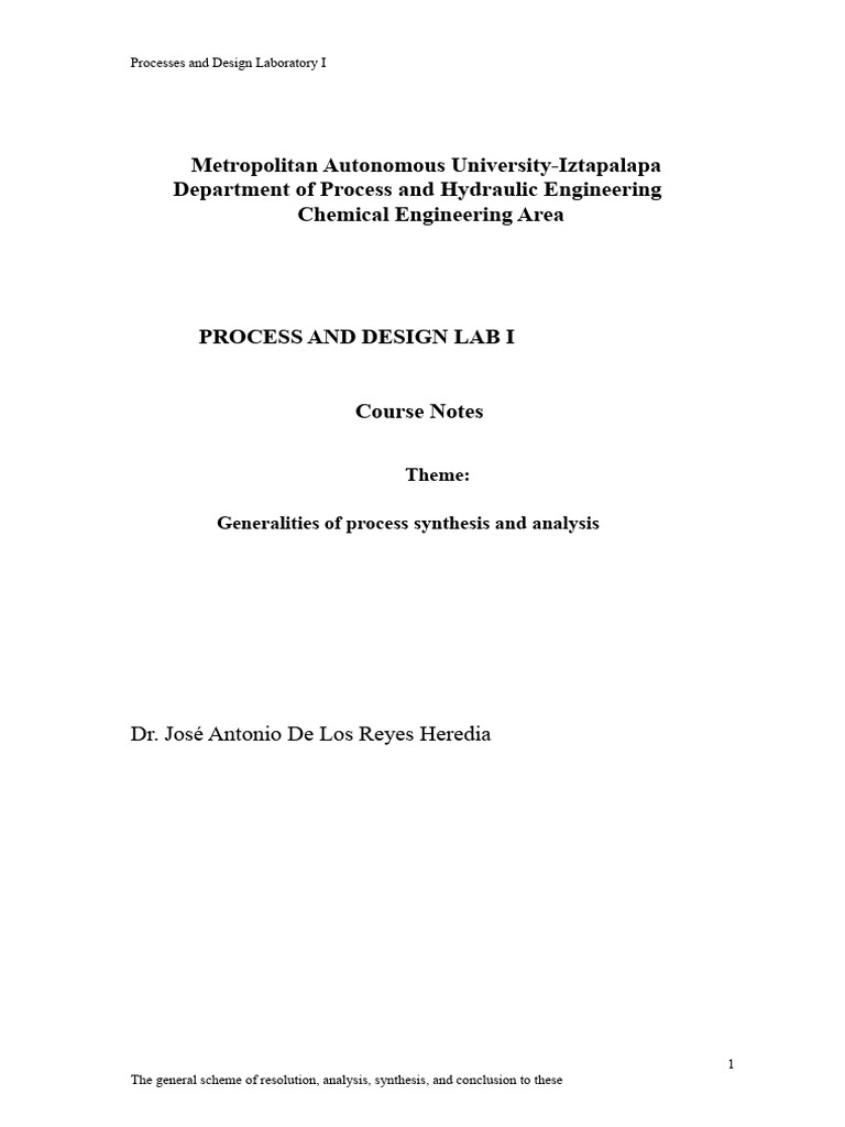 Process Synthesis and Analysis Guide | PDF | Chemical Synthesis ...