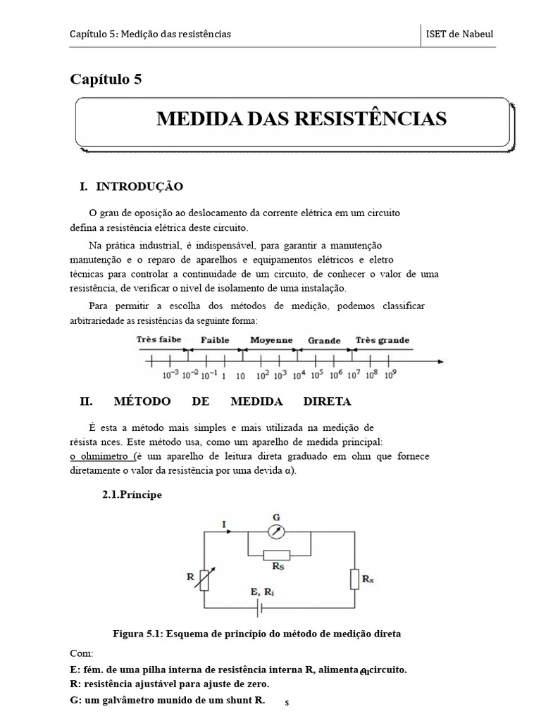 Capítulo 5 Medida Das Resistências | PDF | Rede elétrica | Resistência elétrica e condutividade