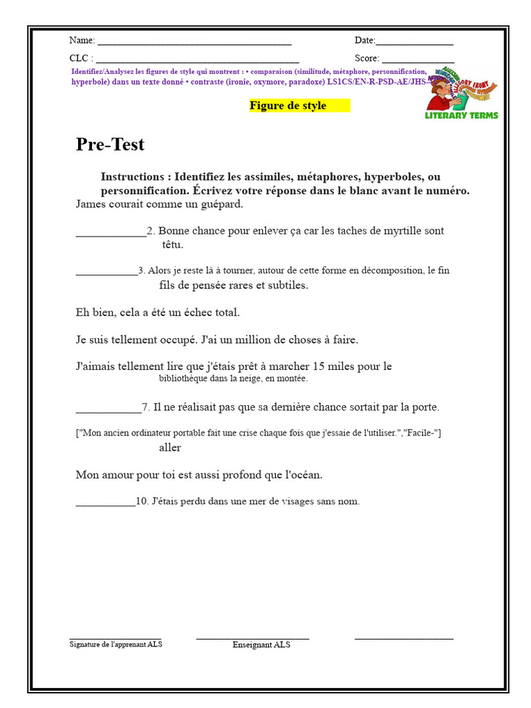 Identification des Figures de Style en Français | PDF | Métaphore ...