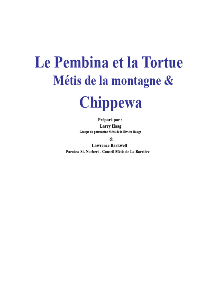 Histoire des Métis et Chippewa de Turtle Mountain | PDF | Peuples ...