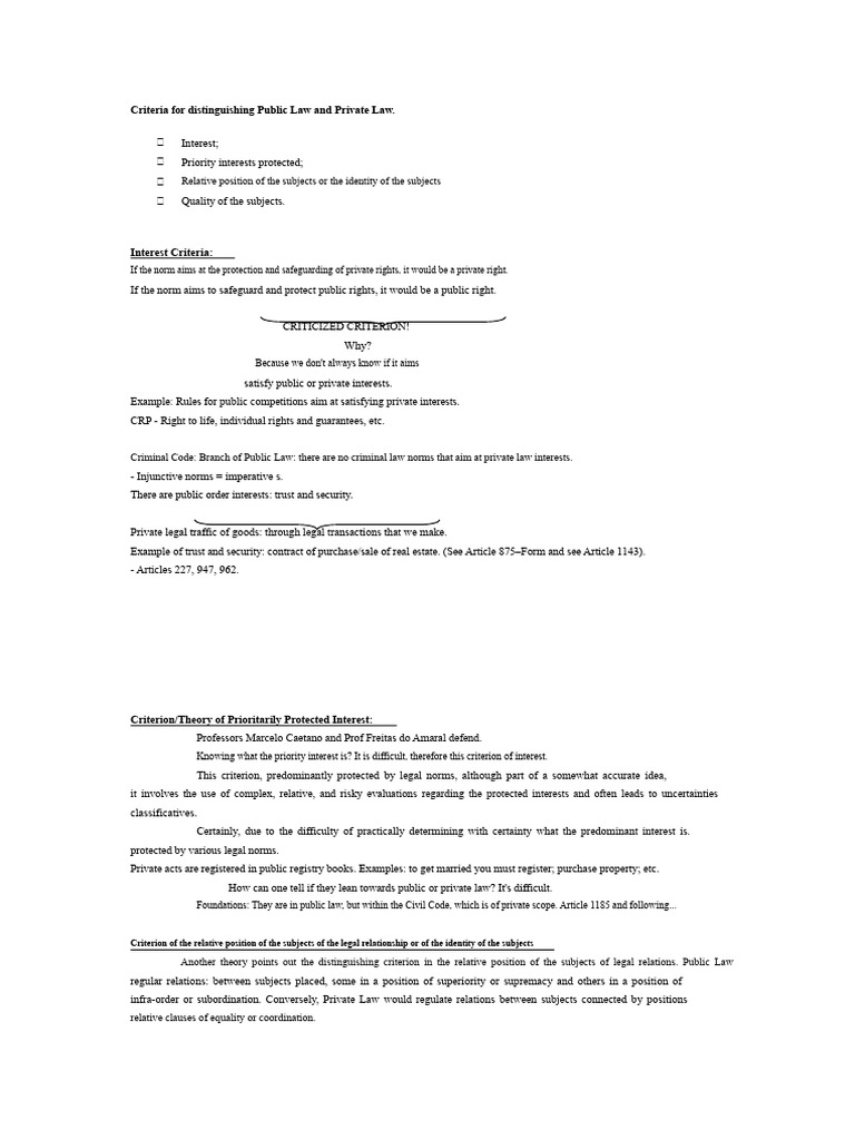 Criteria For Distinguishing Public Law and Private Law | PDF ...