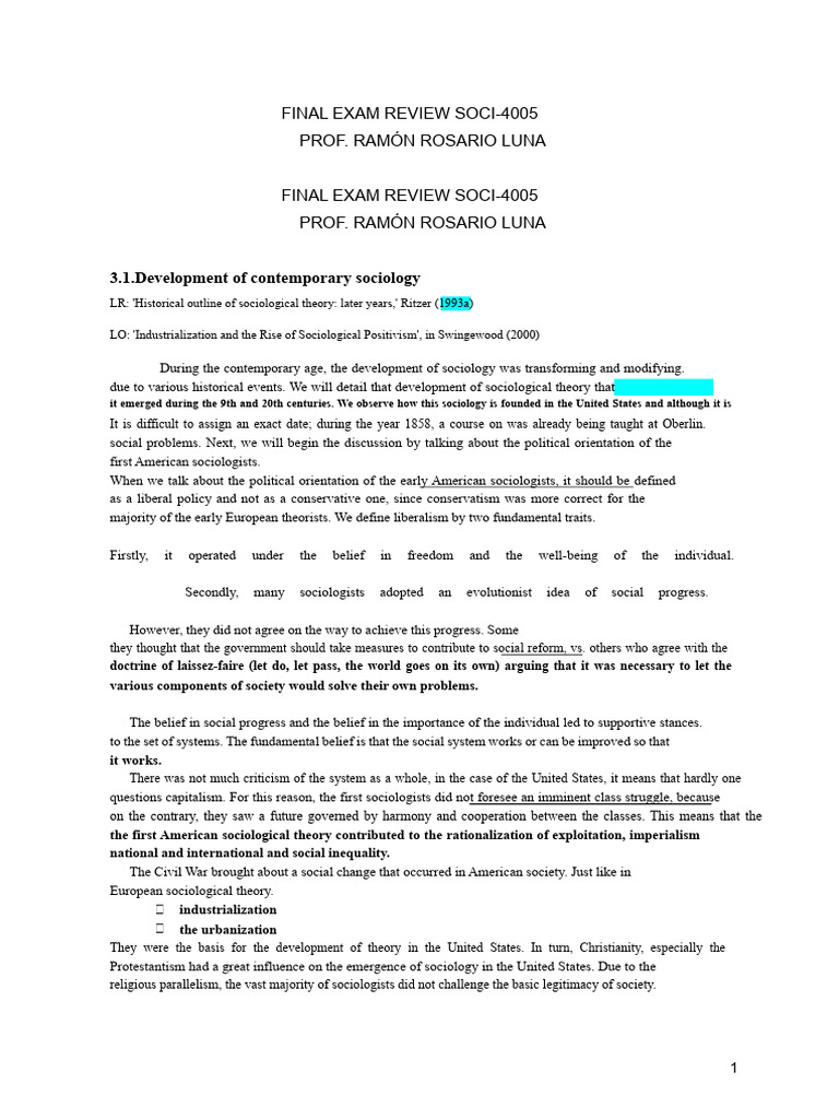 Final Exam Review Soci-4005 | PDF | Social Mobility | Sociology