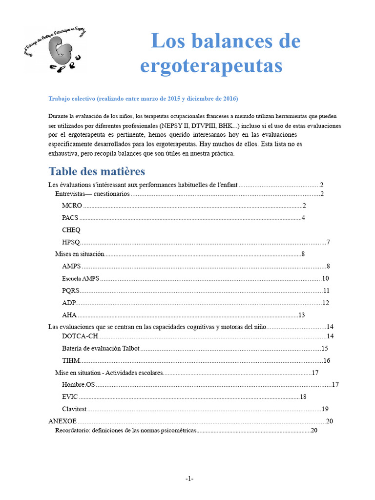 Los Informes de Los Terapeutas Ocupacionales | PDF | Terapia ocupacional