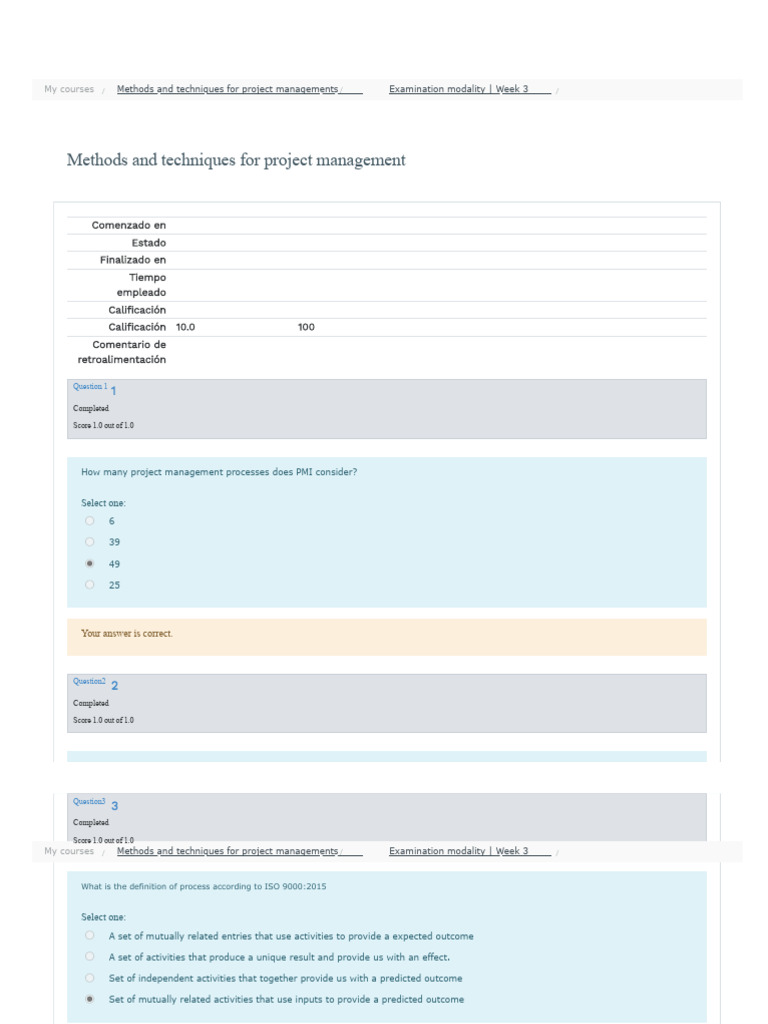 Exam Modality - Week 3 - Review of The Attempt | PDF
