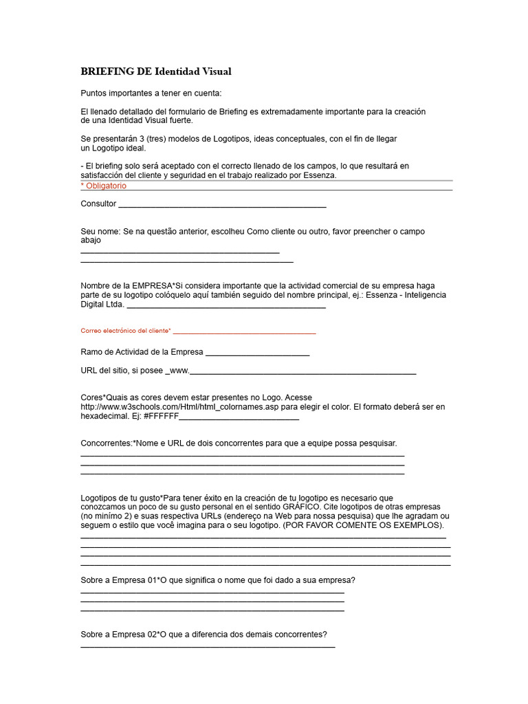 BRIEFING de Identidad Visual | PDF | Hipertexto