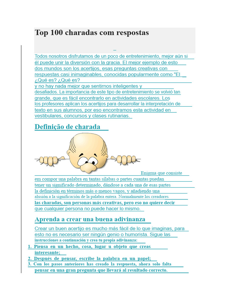 100 divertidas charadas con respuestas | PDF