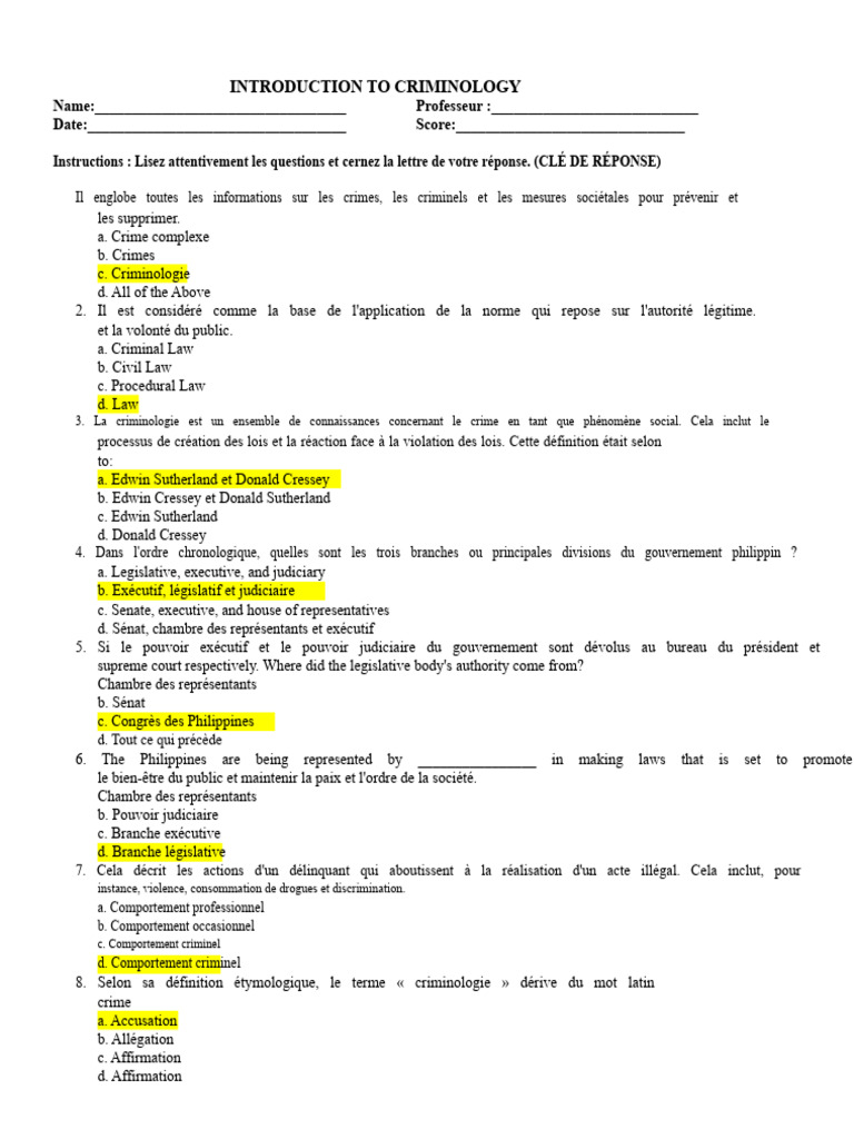 Introduction à la criminologie et ses concepts | PDF | Crimes | Crime ...