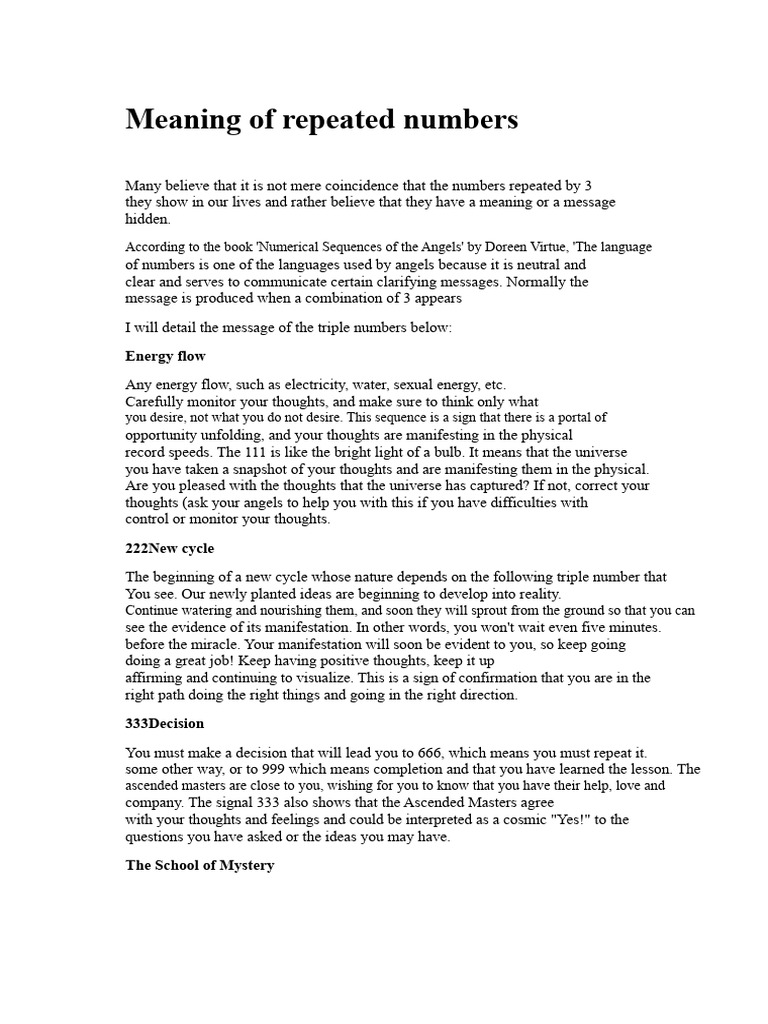 Spiritual Numerology Meaning | PDF | Thought | Angel