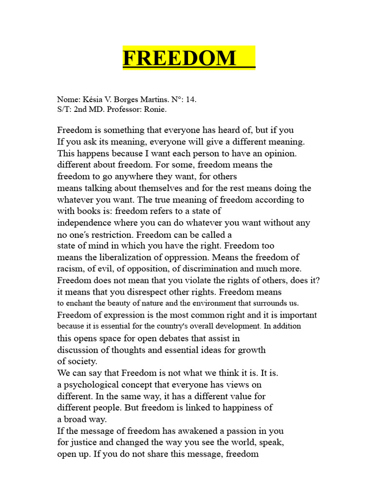 Essay On Freedom - Philosophy | PDF