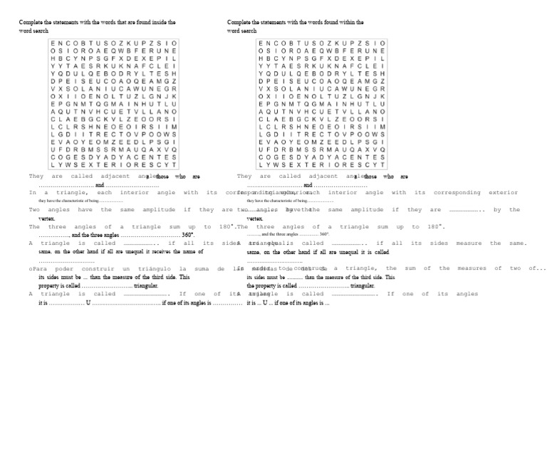 Word Search - Triangles | PDF | Triangle | Angle