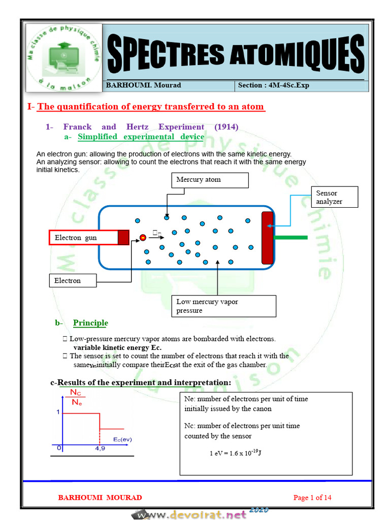 Course - Physics - Atomic Spectrum - Science Baccalaureate (2019-2020 ...