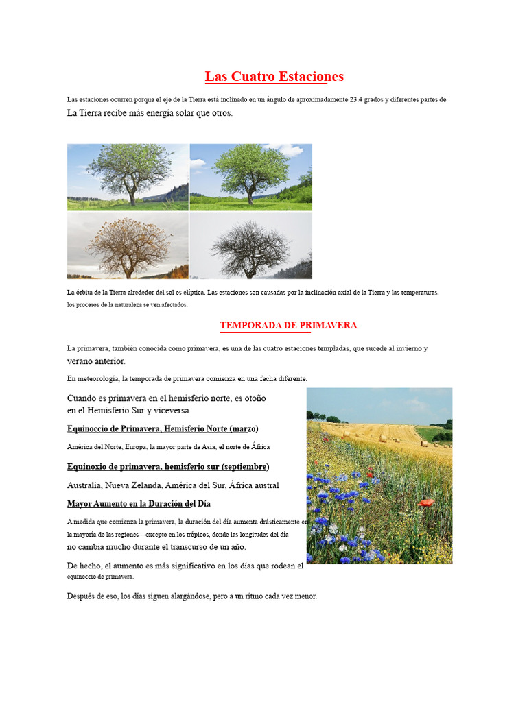 Las Cuatro Estaciones - Clase 6 | PDF | Temporada de primavera) | Invierno
