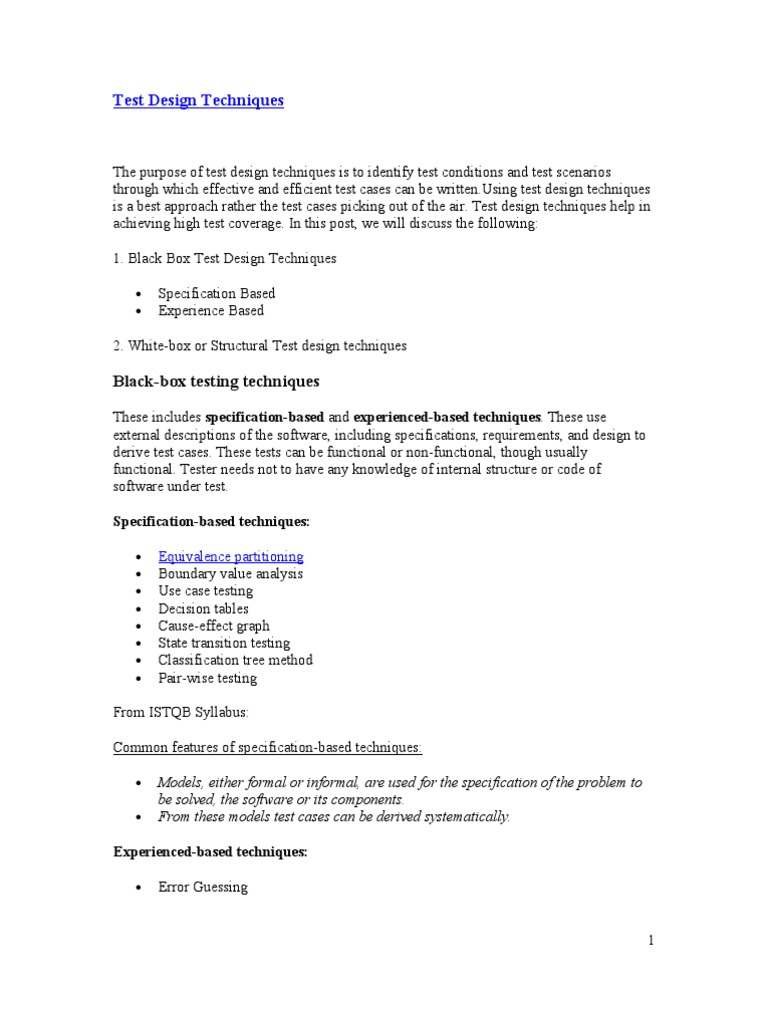 Black Box Test Design Techniques | PDF | Software Testing | Use Case