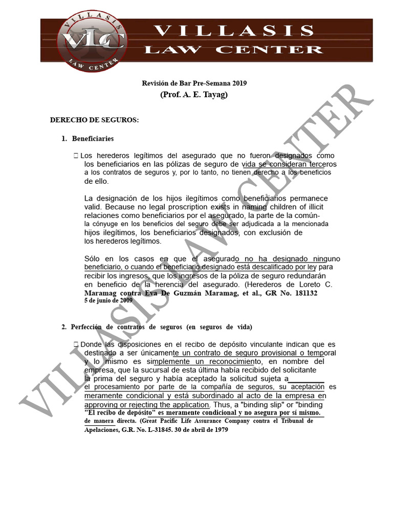 VLC Prof Tayag INS | PDF | Póliza de seguros | Reaseguro