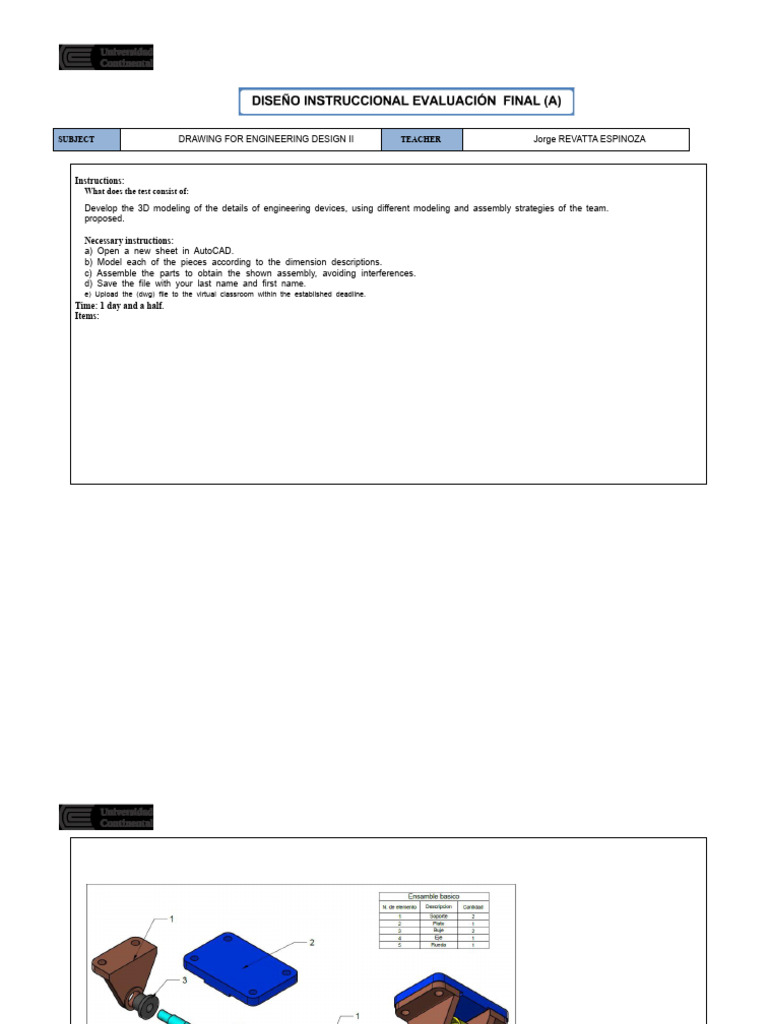 Final Exam of Drawing For Engineering Design II | PDF