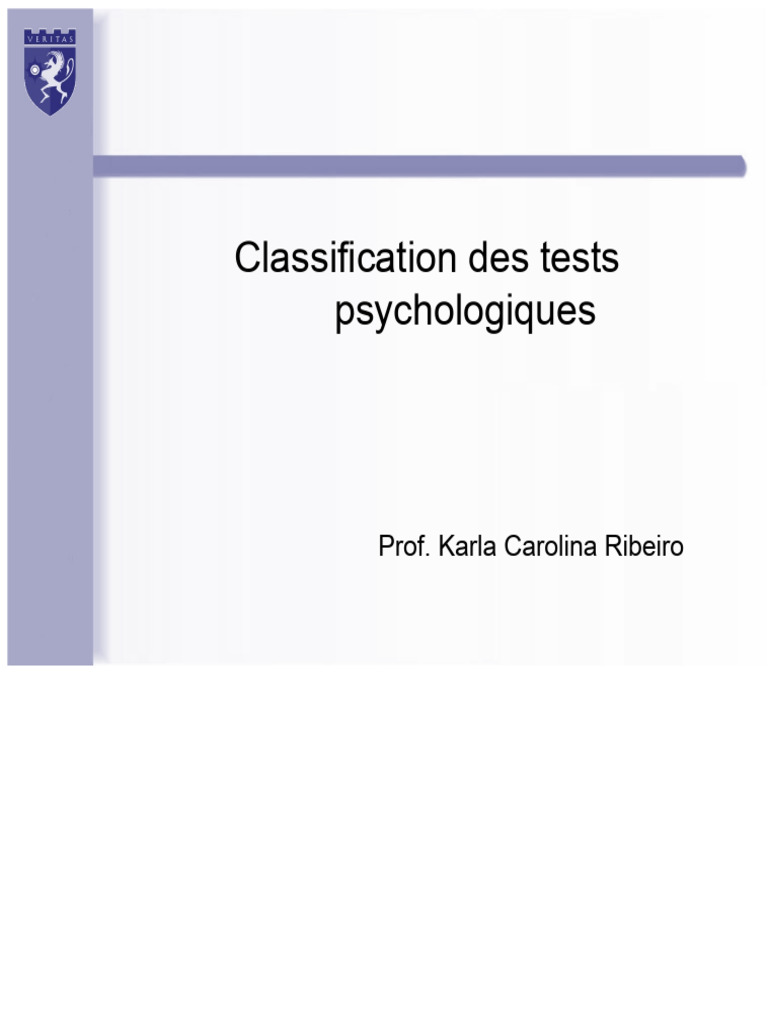 Classification des tests psychologiques | PDF | Psychologie | Test ...