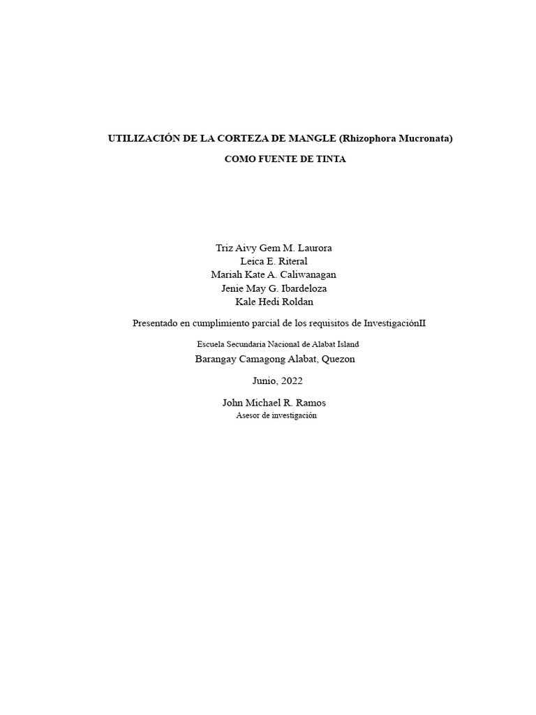 Tinta Natural de Corteza de Mangle | PDF | Tinta | Pigmento