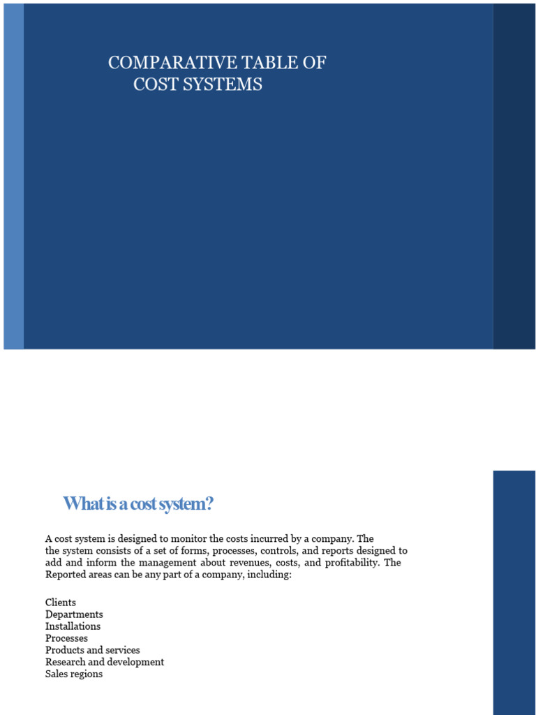 Cost Systems Comparison Guide | PDF | Cost | Economics