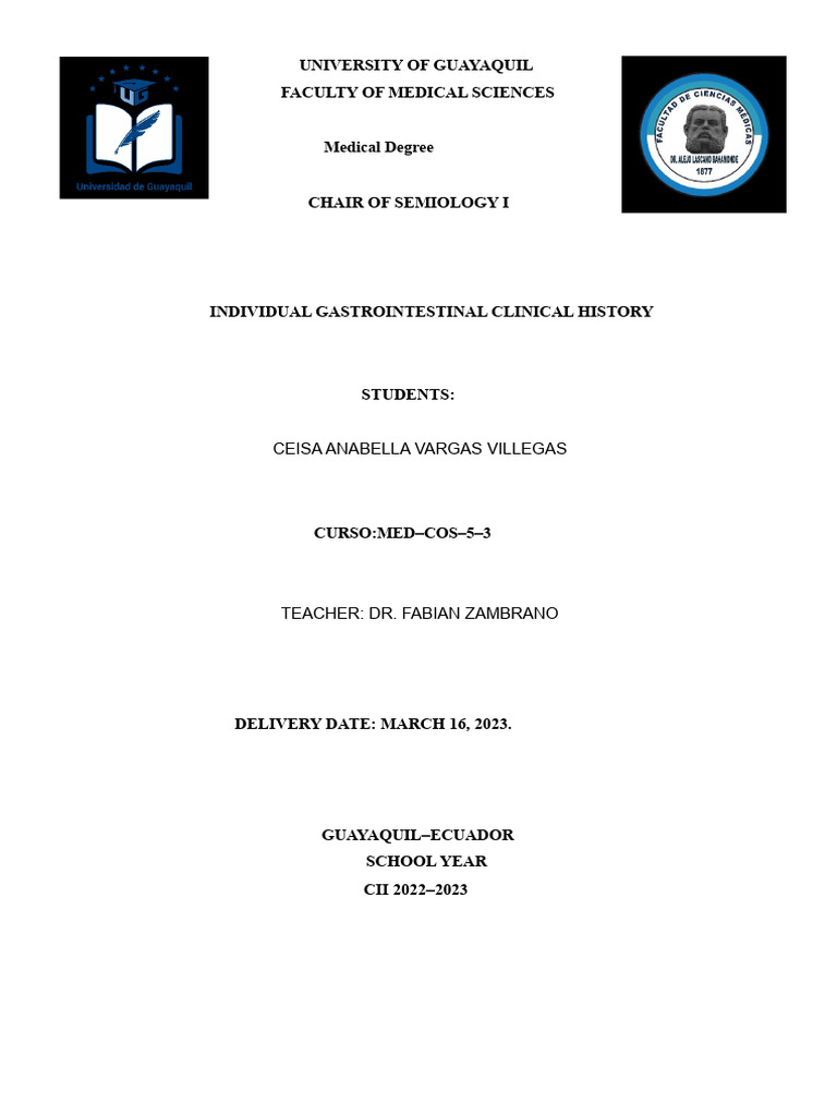 Clinical History - Gastro | PDF | Medical Specialties | Diseases And ...