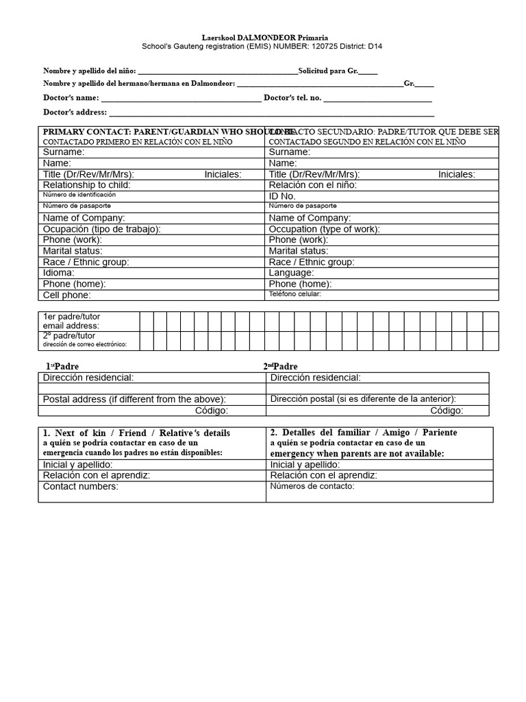 Formulario de Solicitud English | PDF | Certificado de nacimiento