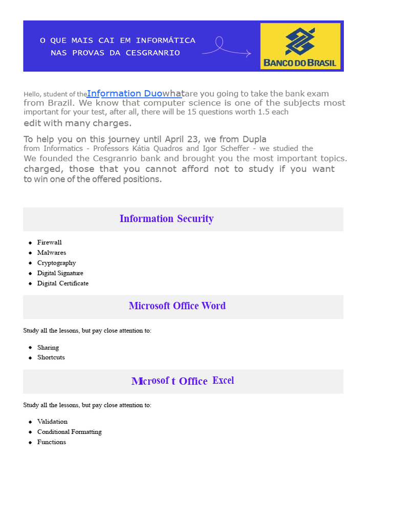 Key Computer Science Topics for Bank Exam | PDF