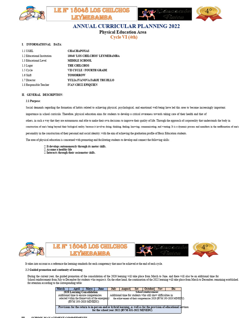 Annual Physical Education Program Fourth Grade | PDF | Well Being ...