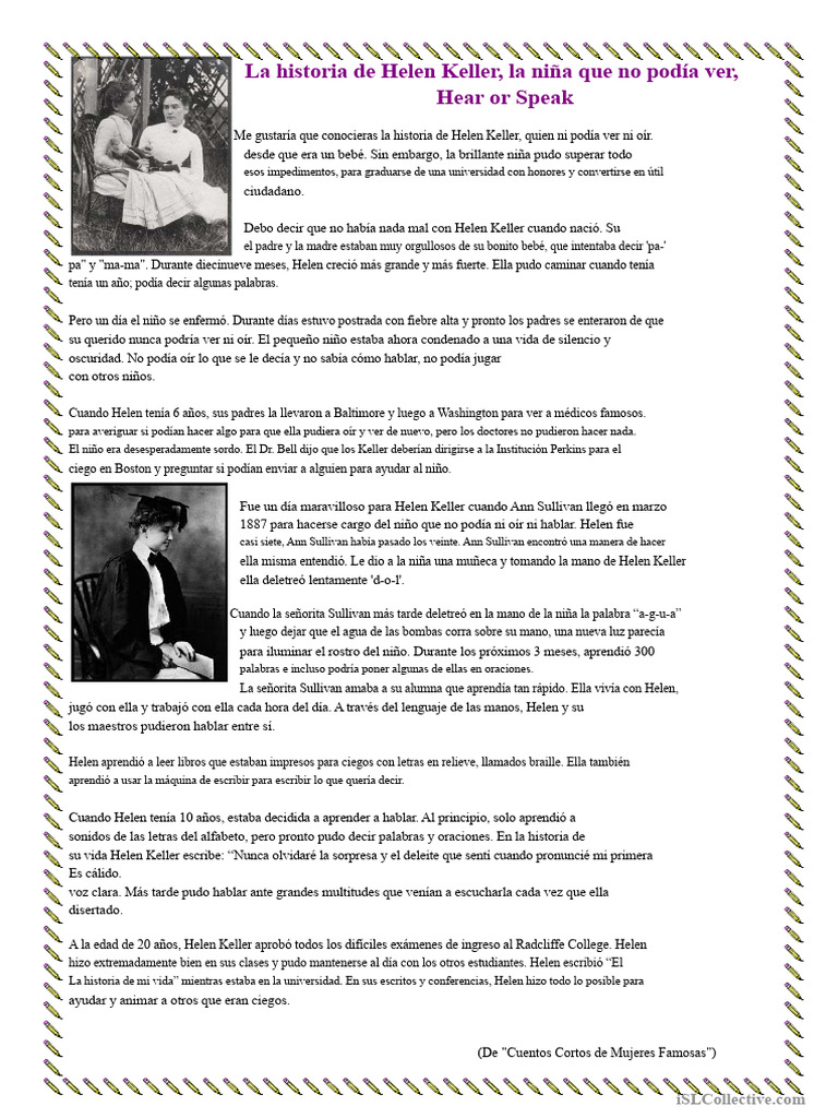 La Inspiradora Historia de Helen Keller | PDF | Helen Keller