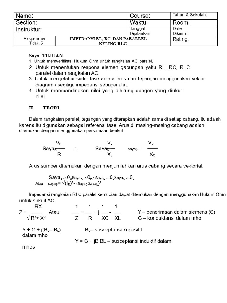 Analisis Impedansi RLC Paralel AC | PDF