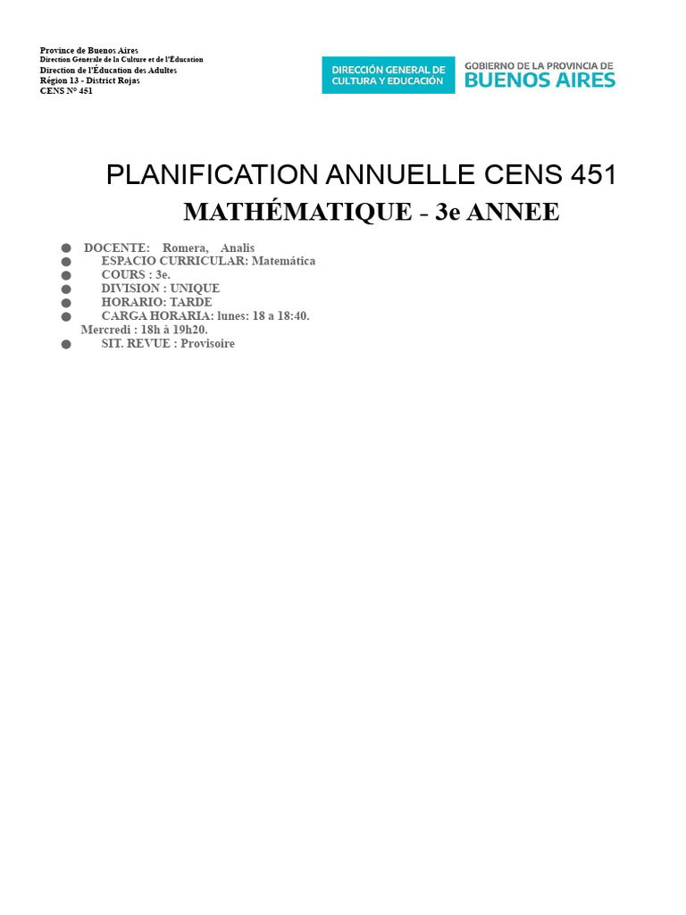Planification annuelle de mathématiques 3e | PDF | Apprentissage ...