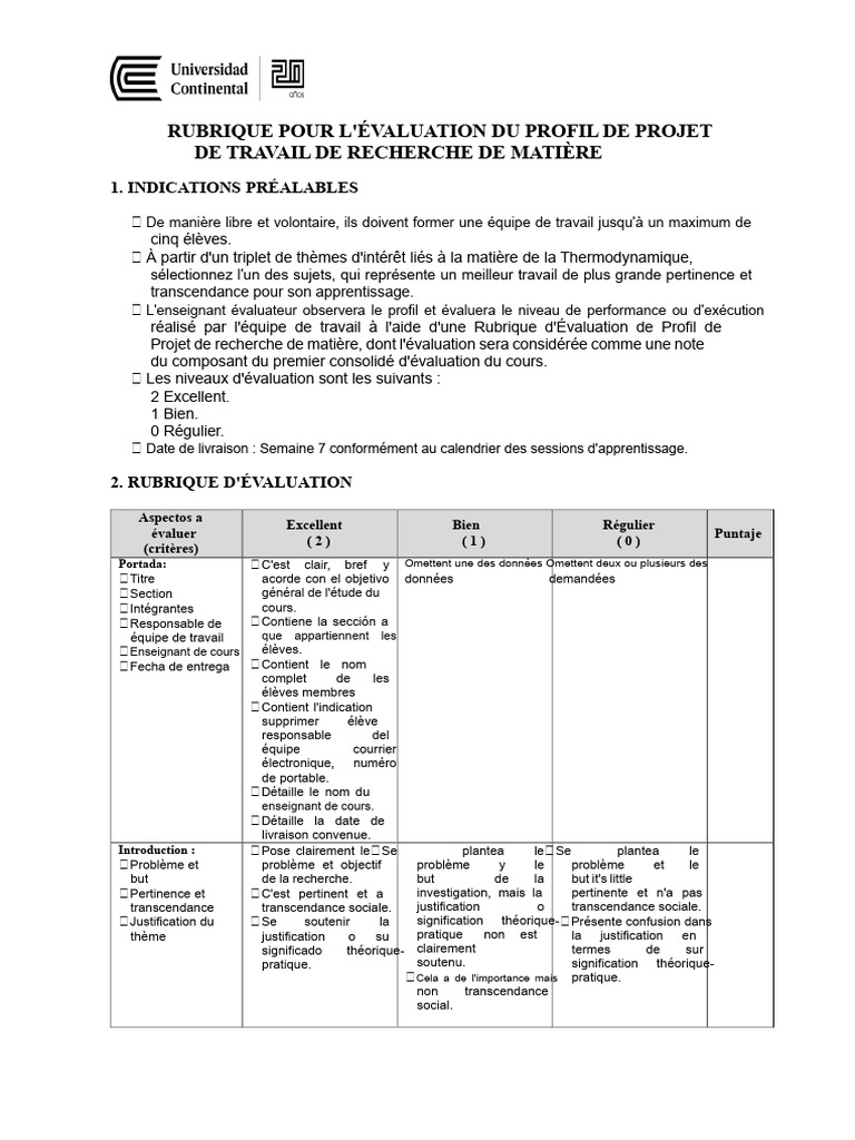 Évaluation de Projet en Thermodynamique | PDF