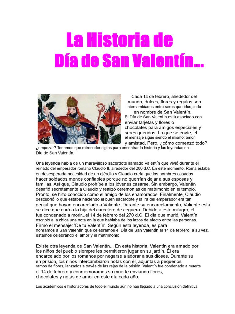 Historia del Día de San Valentín | PDF | día de San Valentín | Claudio