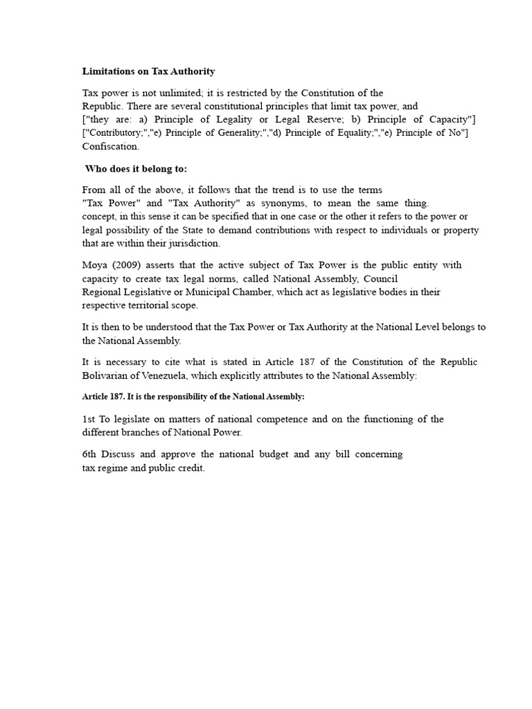 Limitations On Tax Authority | PDF | Taxes | Regulatory Compliance