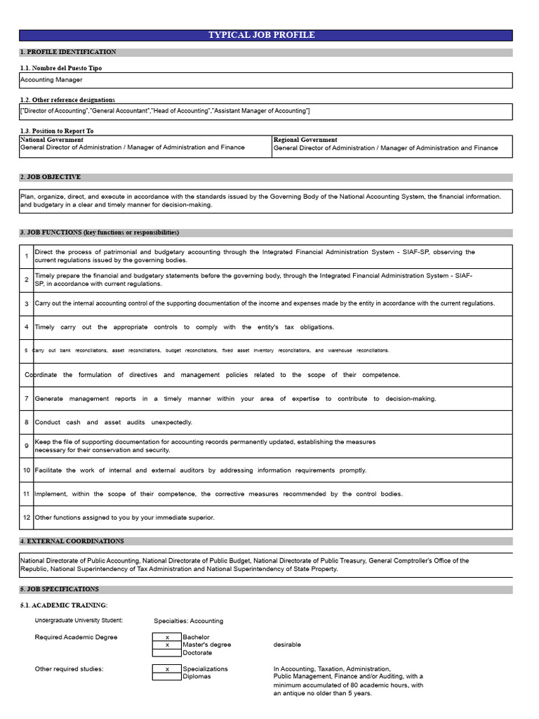 Accounting Manager Job Profile Overview | PDF | Accounting | Taxes