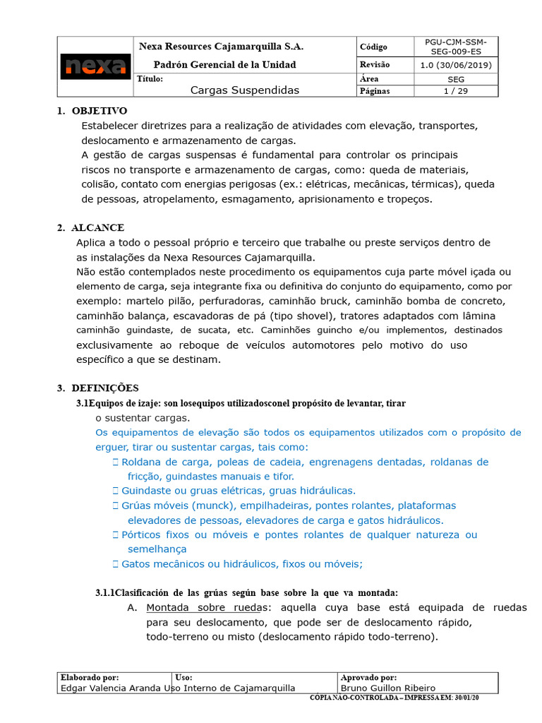 PGU-CJM-SSM-SEG-009-PT Cargas Susp | PDF | Guindaste (máquina)